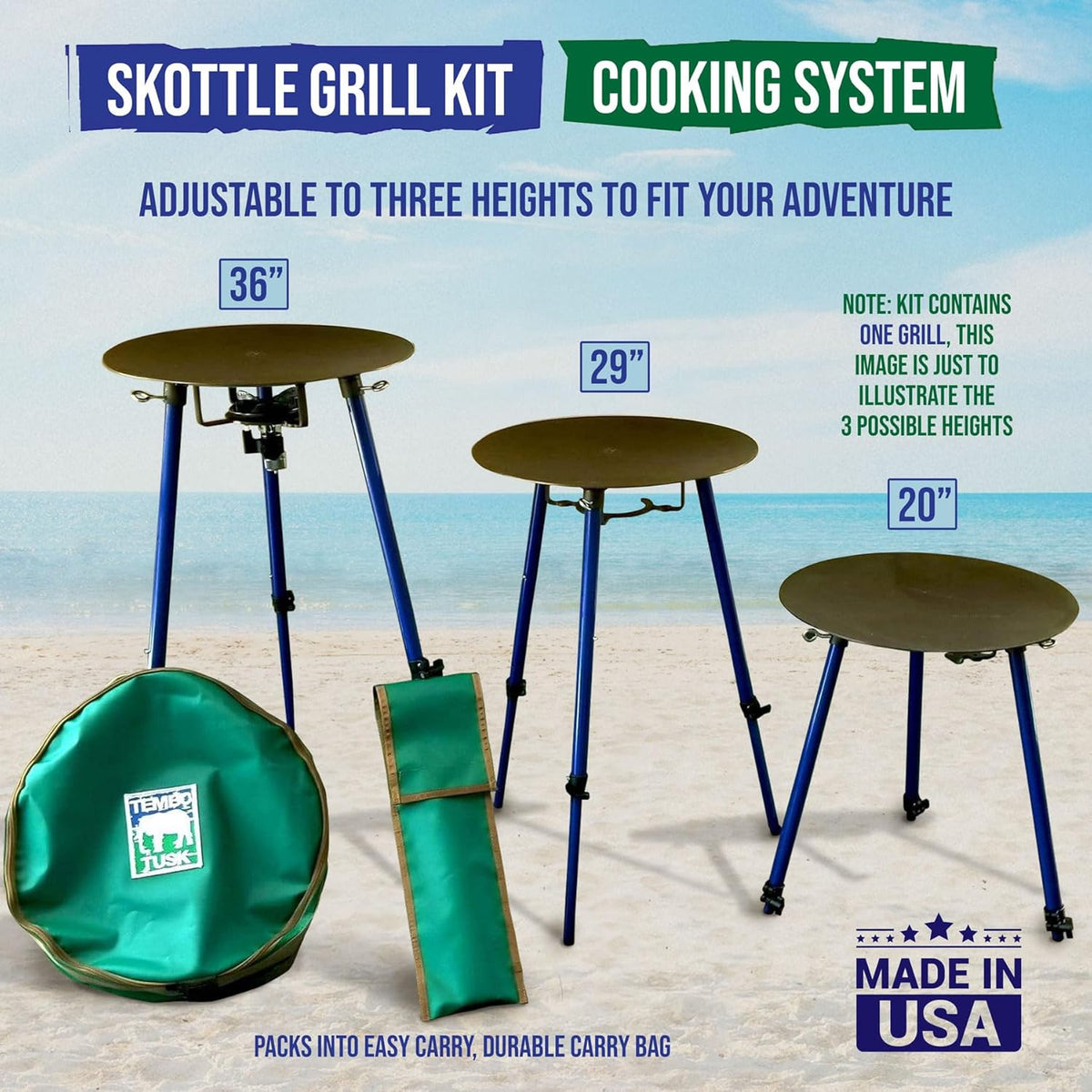 TemboTusk Adjustable Leg Skottle Grill Kit – Spirit of 1876